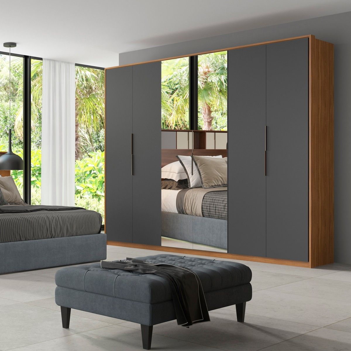 Roupeiro Atrice 6 Portas (2 Espelhos) - 7895183066324-967 | Moviflor